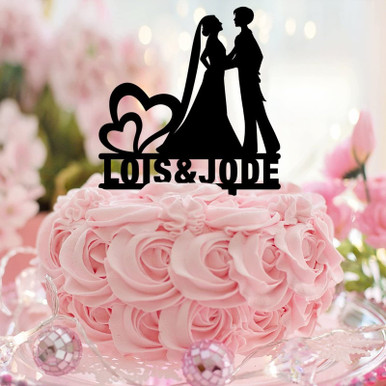 Brides Wedding Cake Topper Custom Name Wedding Date Silhouette Two ...