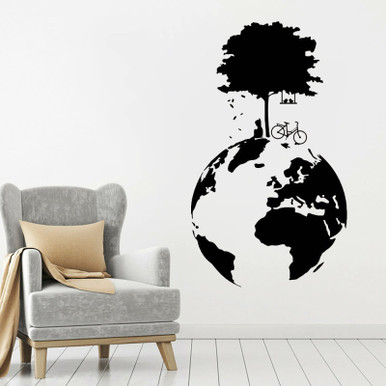 RTYUIHN Planet Earth Tree Wall Decal World Earth Vinyl Wall Decal ...