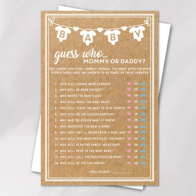VNWEK Guess Who Mommy or Daddy Baby Shower Games Cards With Envelopes ...