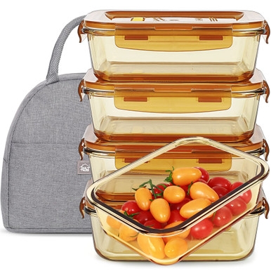 5 Pack 36oz Amber Glass Food Storage Containers Meal Prep Containers ...