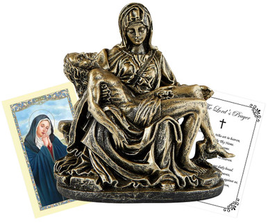 3.5 Inch Pieta Statue - with Our Lady Of Sorrows Prayer Card, The Lord ...