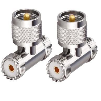 UHF Triple Tee Connector UHF Male to Dual UHF Female 3 Way Splitter ...