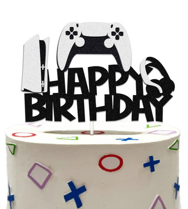 Video Game Cake Toppers PS5 Cake Decoration with Glitter Game for Video ...