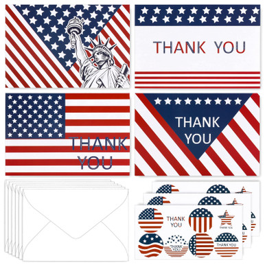 AnyDesign 32 Pack Patriotic Thank You Cards with Envelopes Stickers ...