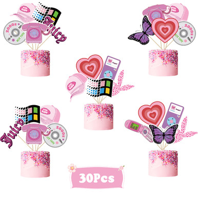 30Pcs Y2k Aesthetic Party Centerpieces for Tables Cupcake Toppers Cyber ...