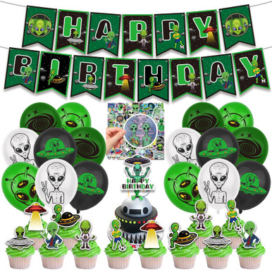 PLORBACH 130Pcs Alien Party Decorations, Alien Birthday Decor, Alien ...