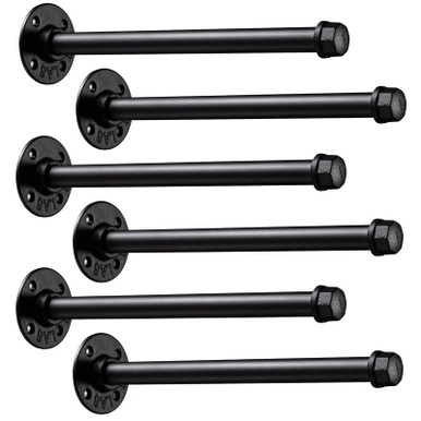 Industrial Style 10-Inch Floating Shelf Brackets, 6-Pack of Heavy-Duty ...