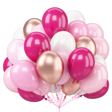Hot Pink Balloons Set,12inch 50pcs Pink Rose Gold Chrome Metallic ...