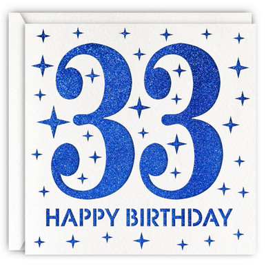 Blue 33rd Birthday Card, Laser Cut Glitter Woman Man Age 33 Gift For ...