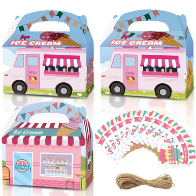 KARAQY Ice Cream Party Favor Boxes, 12 Pcs Ice Cream Goodie Gift Treat ...