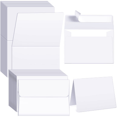 300 Sets Blank White Cards and Envelopes Heavyweight Folded Cardstock ...