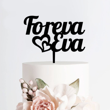 Acrylic Personalized Wedding Cake Toppers Handwritten Foreva Eva Black ...