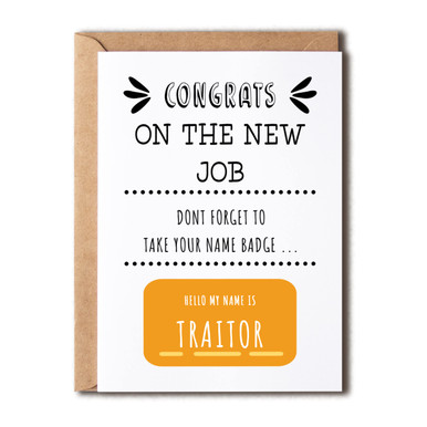 EirlysDesigns Funny Leaving Traitor Card For New Job Office Work ...