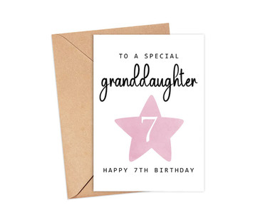 MoltDesigns To A Special Granddaughter - Happy 7th Birthday Card - Age ...