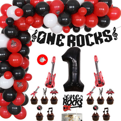 One Rocks 1st Birthday Decorations, Rock and Roll Birthday Decorations ...