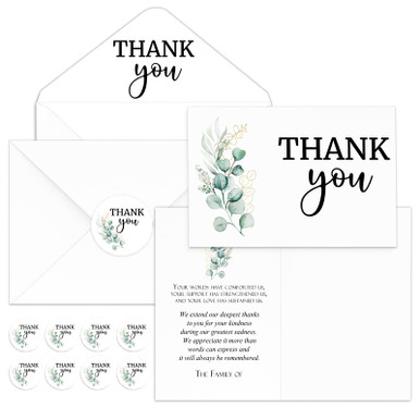 50 Set Funeral Thank You Cards with Envelopes and Stickers Thank You ...