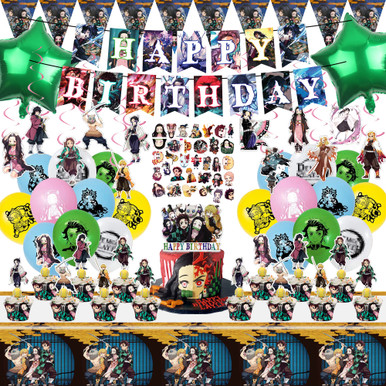 121Pcs Anime Birthday Decorations Party Decorations Include Happy ...