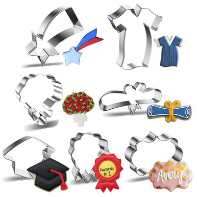 Graduation Cookie Cutters Set - 7pcs Fondant Molds Cake Toppers Cupcake ...