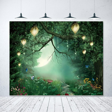 Fairy Tale Forest Backdrop Spring Green Enchanted Forest Garden ...