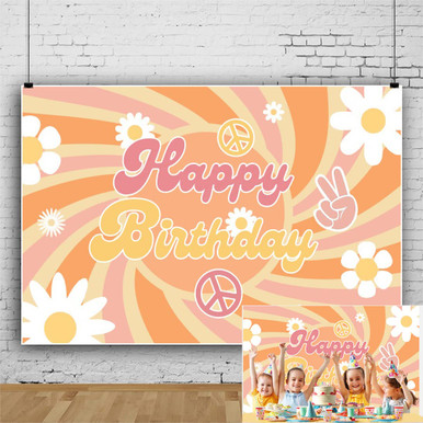Groovy Backdrop Retro Hippie Daisy Flower Groovy Birthday Party ...