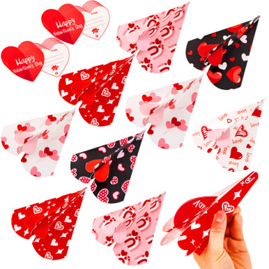 Valentines Day Gifts for Kids, 36 Pcs Flying Paper Airplanes Valentines ...