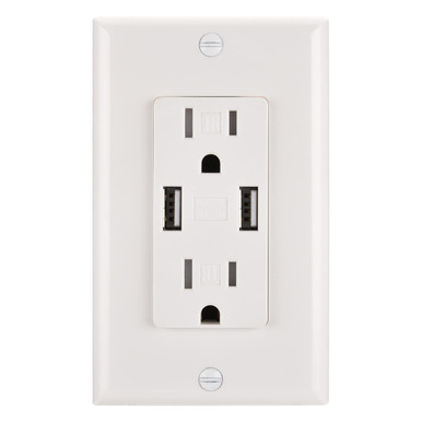 Heschen USB Charger Wall Outlet, 3.1A USB Ports, 15A Duplex Tamper ...