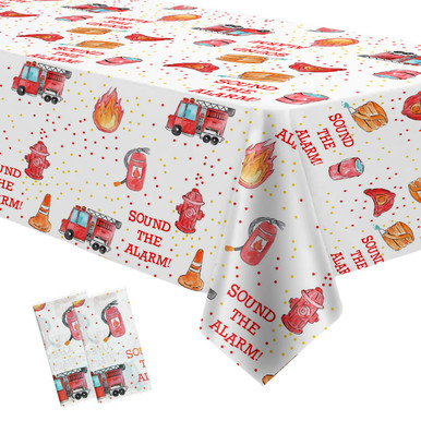 HIPVVILD Fire Truck Birthday Party Tablecloth Supplies - Disposable ...