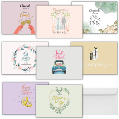 24 Wedding Cards for Bride and Groom with Envelopes - 8 Unique Wedding ...