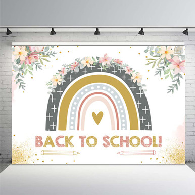 MEHOFOND Boho Rainbow Back to School Backdrop for Girls First Day of ...