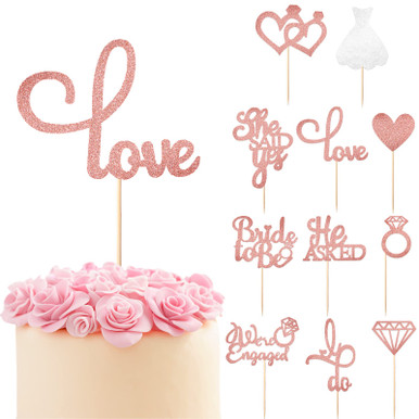 49 Pieces Glitter Bride Shower Cake Topper She Said Yes Cake Topper ...