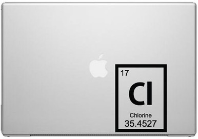Chlorine Periodic Element Science Laptop Car Tablet Art - Black Vinyl ...
