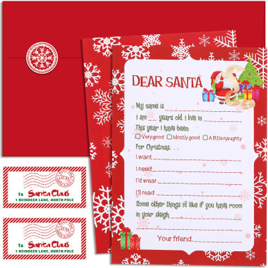 15 Sets Letter To Santa Writing Kit Christmas Cards Letter Paper ...