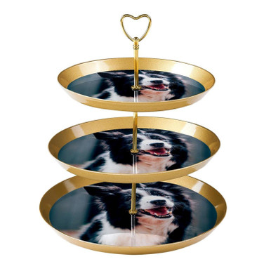 3 Tier Cake Stand, Cute Border Collie Dessert Display Tower, Plastic ...