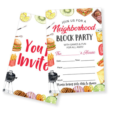 Neighborhood Block Party Invitations With Envelopes Set of 20 ...