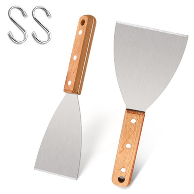 Leonyo Grill Griddle Scraper Set of 2, Stainless Steel Metal Grill ...