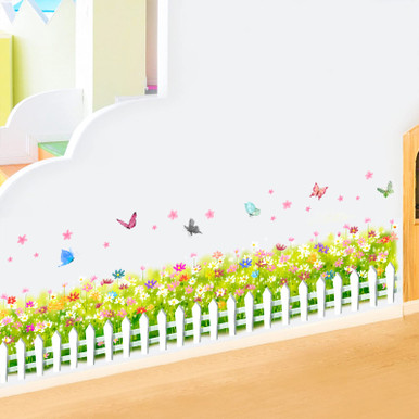 RoyoLam Colorful Flower Butterfly Fence Wall Decals Living Room ...