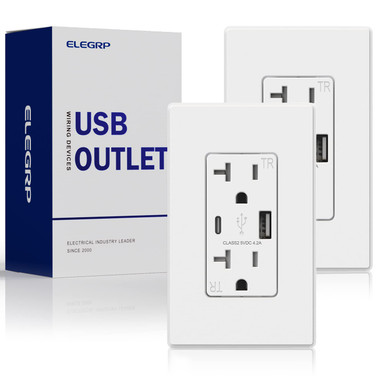 ELEGRP USB Charger Wall Outlet, USB Receptacle with Type A & Type C USB ...