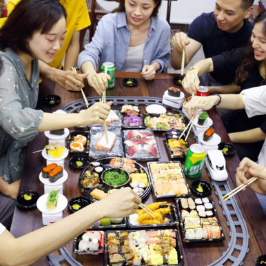 Jorzer Rotating Sushi Train, Electric Rotary Sushi Machine Set Goes ...