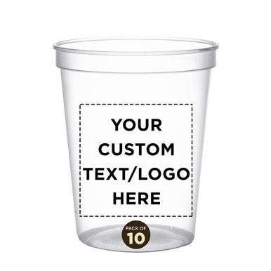 Custom Reusable Plastic Cups 16 oz. Set of 10, Personalized Bulk Pack ...