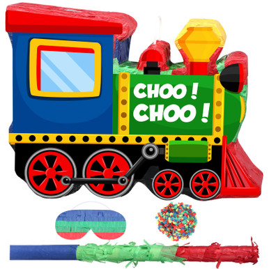 Shappy Small Train Pinata with Blindfold Stick Confetti Railroad ...