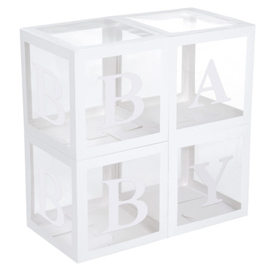 Baby Boxes with Letters for Baby Shower - Baby Shower Box Set, 4 Clear ...