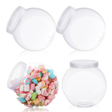 Sunnyray 4 Pcs 71 oz Plastic Candy Jars with Lids Clear Plastic Cookie ...