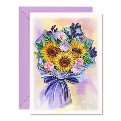 TUMYBEE Fabulous Sunflower Greeting Card, Classy Sunflower Quilling ...