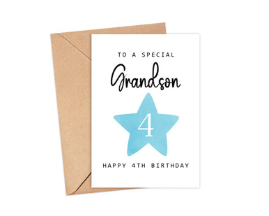 MoltDesigns To A Special Grandson - Happy 4th Birthday Card - Age 4 ...