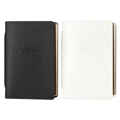 Calculs Handcrafted Wedding Vow Books Set of 2 Black & White Authentic ...