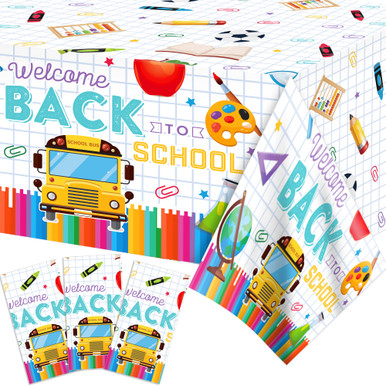 XCKALI 3 Pieces Back to School Party Tablecloths First Day of School ...