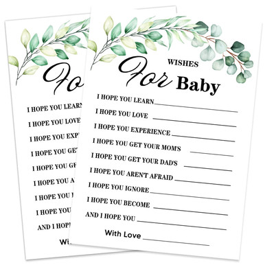 Baby Shower Game Cards, Green Theme Wishes for Baby Game Card for Baby ...