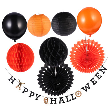 BESTOYARD Halloween Decoration Set Flowers Decoration Black Trim Black ...