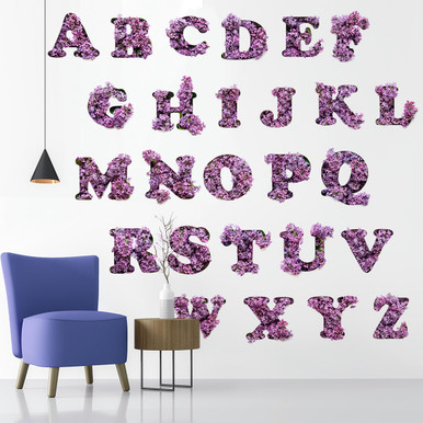 MEFOSS Beautiful Purple Leaves Purslane Alphabet ABC Wall Decal ...