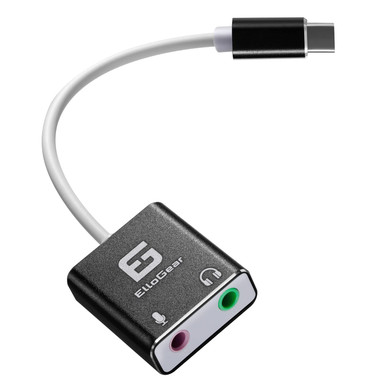 ElloGear USB Type C Audio Adapter with 2 3.5mm Input and Output Jacks ...